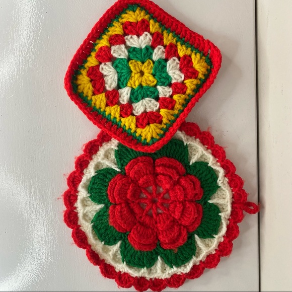 Vintage | Kitchen | Vintage 2 Handmade Colorful Hot Pads | Poshmark